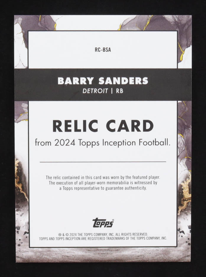 Barry Sanders 2024 Topps Inception Relic #RC-BSA #113/125 | Pristine ...