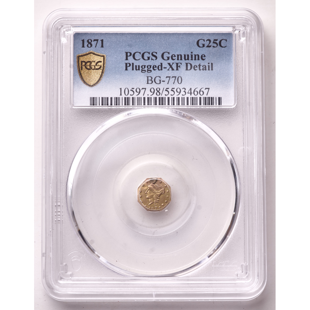 1871 California Fractional Gold 25c BG-770 (PCGS XF Details) | Pristine ...
