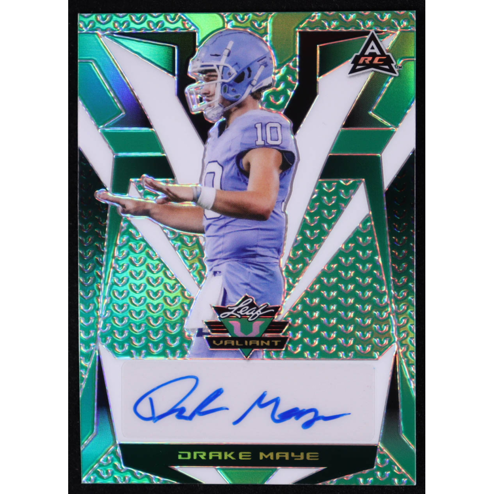 Drake Maye 2023 Leaf Eclectic Valiant Autographs Prismatic Green #VADM1 ...