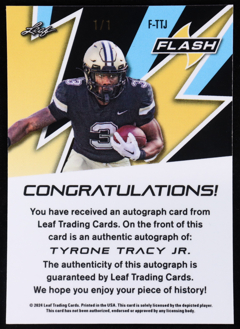 Tyrone Tracy Jr. 2024 Leaf Flash Autographs #FTTJ #1/1 RC | Pristine ...