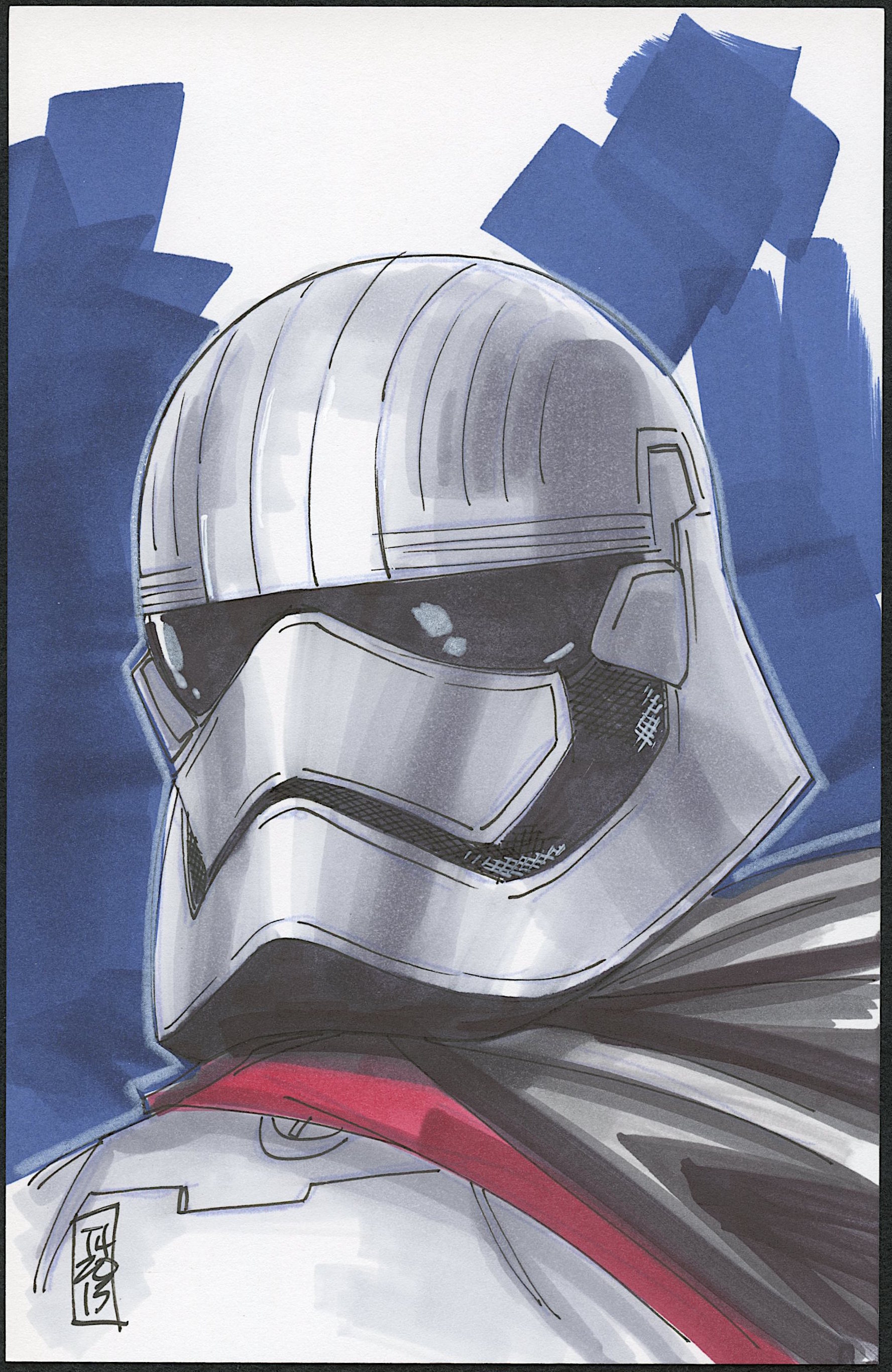 Captain Phasma "Star Wars" 1/1 ORIGINAL 5.5" x 8.5" Color Drawing on ...