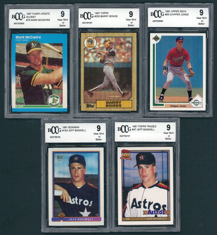 Lot of (5) BCCG Graded 9 Baseball Rookie Cards with 1991 Upper Deck #55 ...