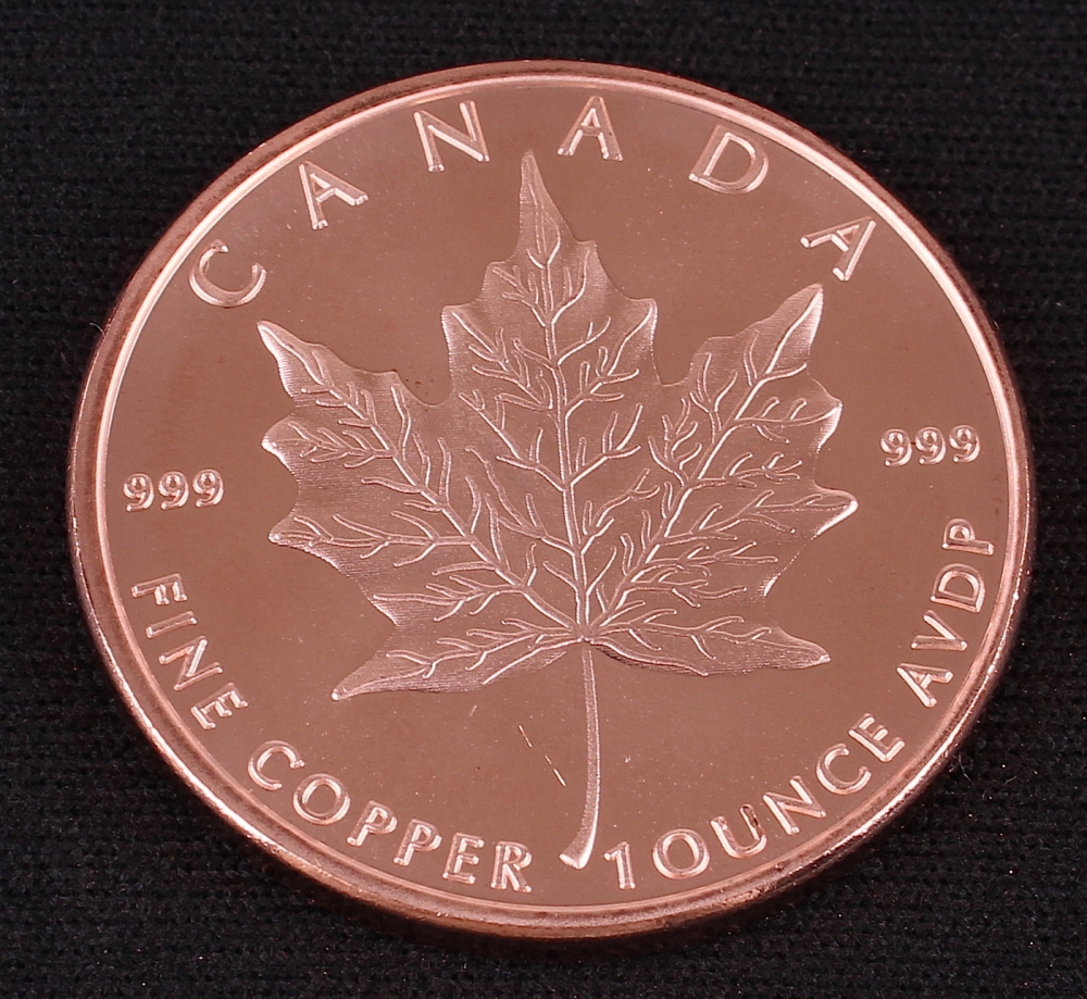 Maple Leaf 1 AVDP Oz. Fine Copper Replica Round | Pristine Auction