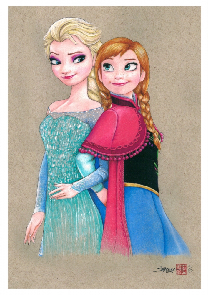 "Elza & Anna" Frozen Limited Edition 8" x 12" Signed Comic Art Print by ...