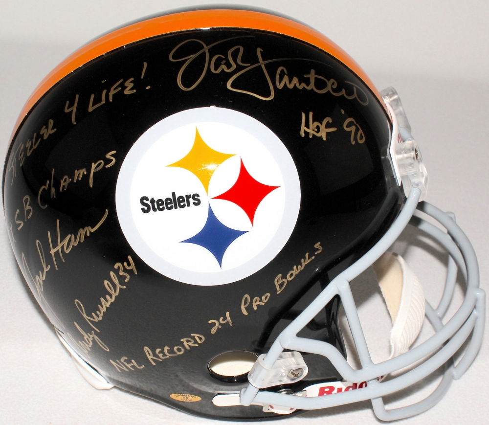 Jack Ham, Jack Lambert & Andy Russell Signed Steelers Full-Size Helmet ...