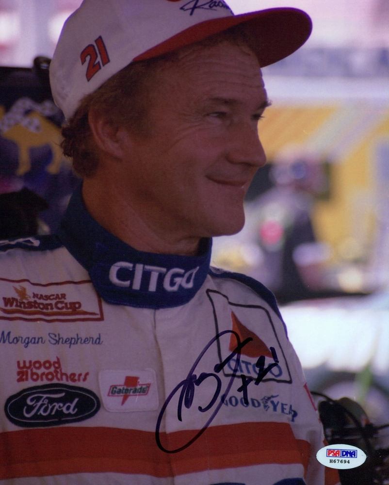Morgan Shepherd Signed NASCAR 8x10 Photo Inscribed "+21" (PSA COA ...