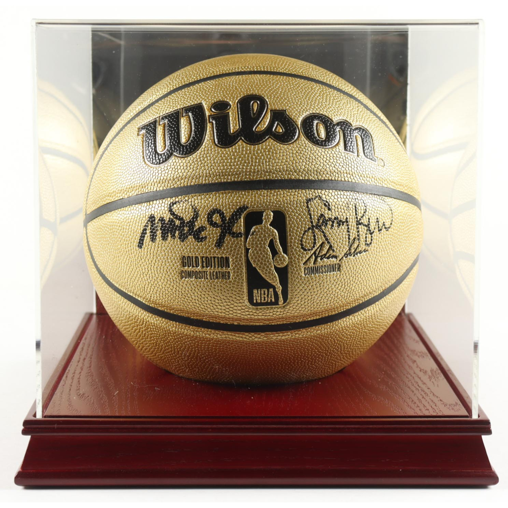 Larry Bird & Magic Johnson Signed NBA Gold Edition Basketball with ...