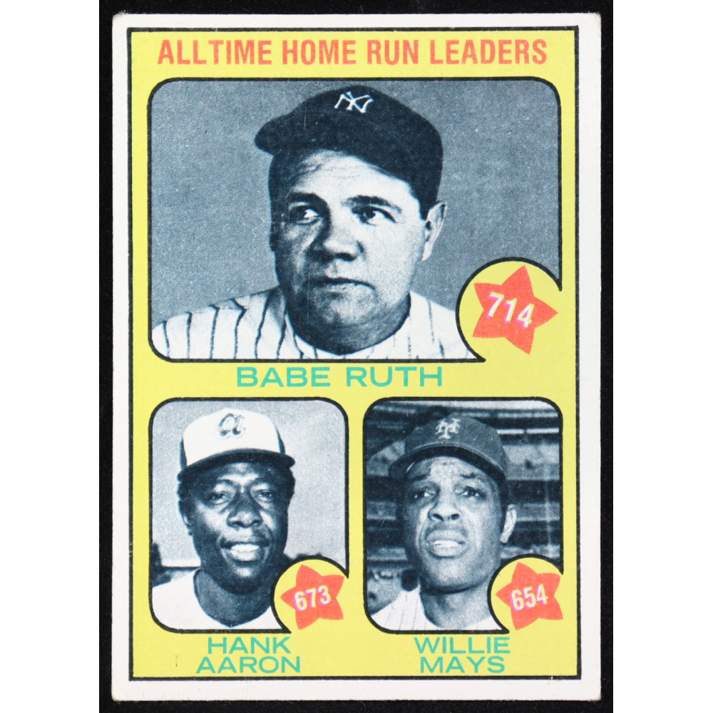Babe Ruth / Hank Aaron / Willie Mays 1973 Topps All Time Home Run ...