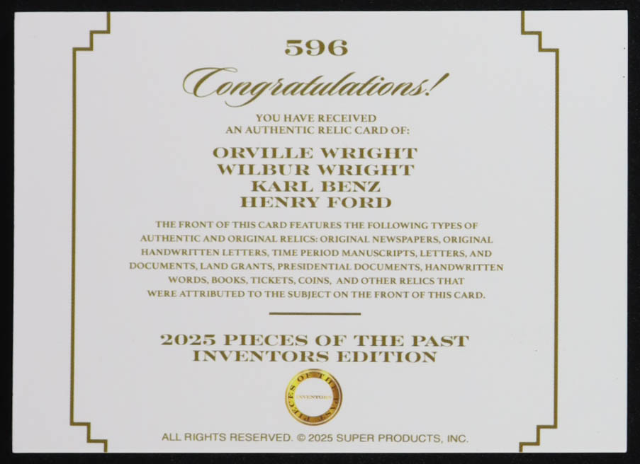 Orville Wright / Wilbur Wright / Karl Benz / Henry Ford 2025 Pieces of ...