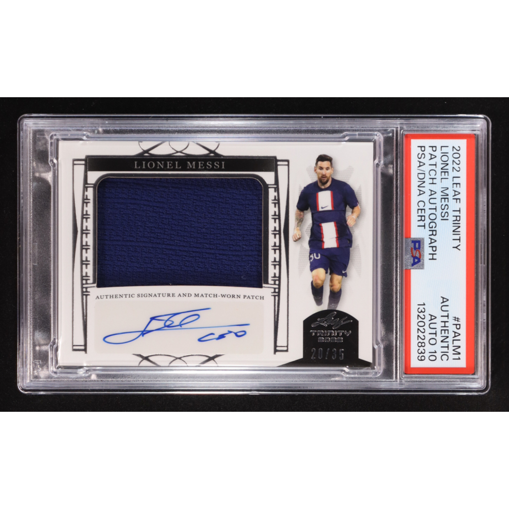Lionel Messi 2022 Leaf Trinity Match-Worn Patch Autographs Silver Foil ...