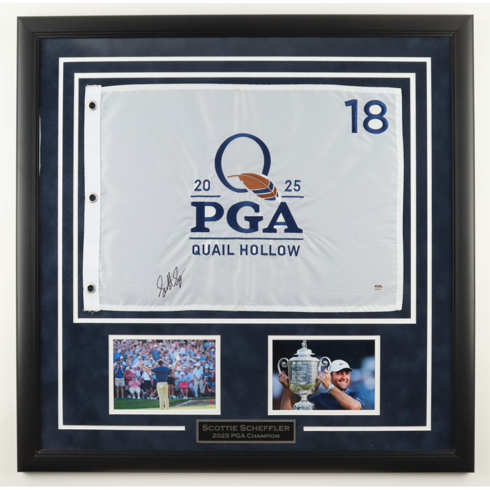 Scottie Scheffler Signed 2025 PGA Custom Framed Golf Pin Flag Display ...