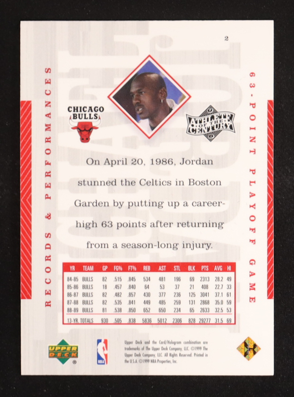 Michael Jordan 1999 Upper Deck Michael Jordan Athlete of the Century #2 ...