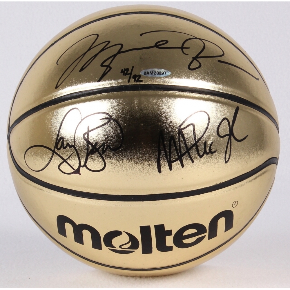 Michael Jordan, Larry Bird & Magic Johnson Signed LE Molten Gold ...
