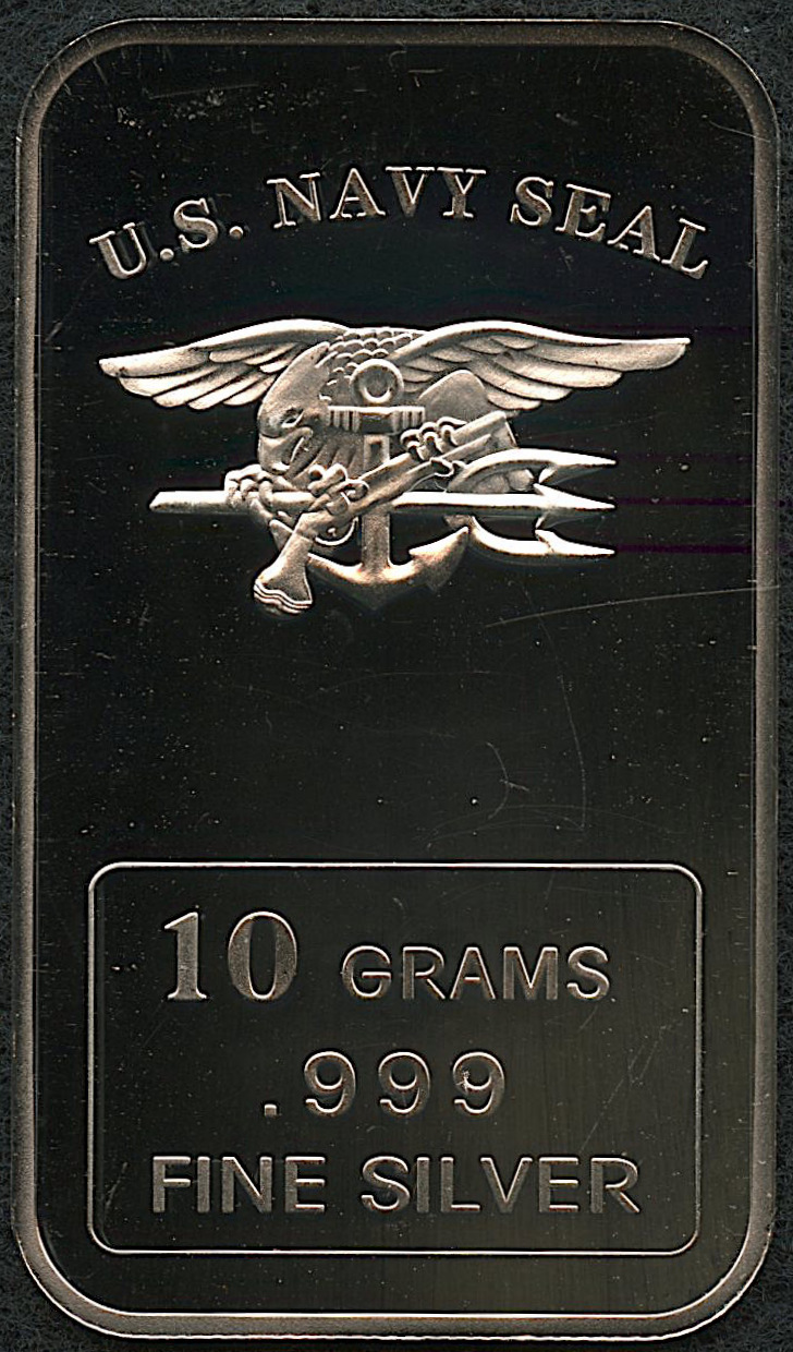 10 Grams .999 Silver U.S. Navy Seal Bullion Bar | Pristine Auction