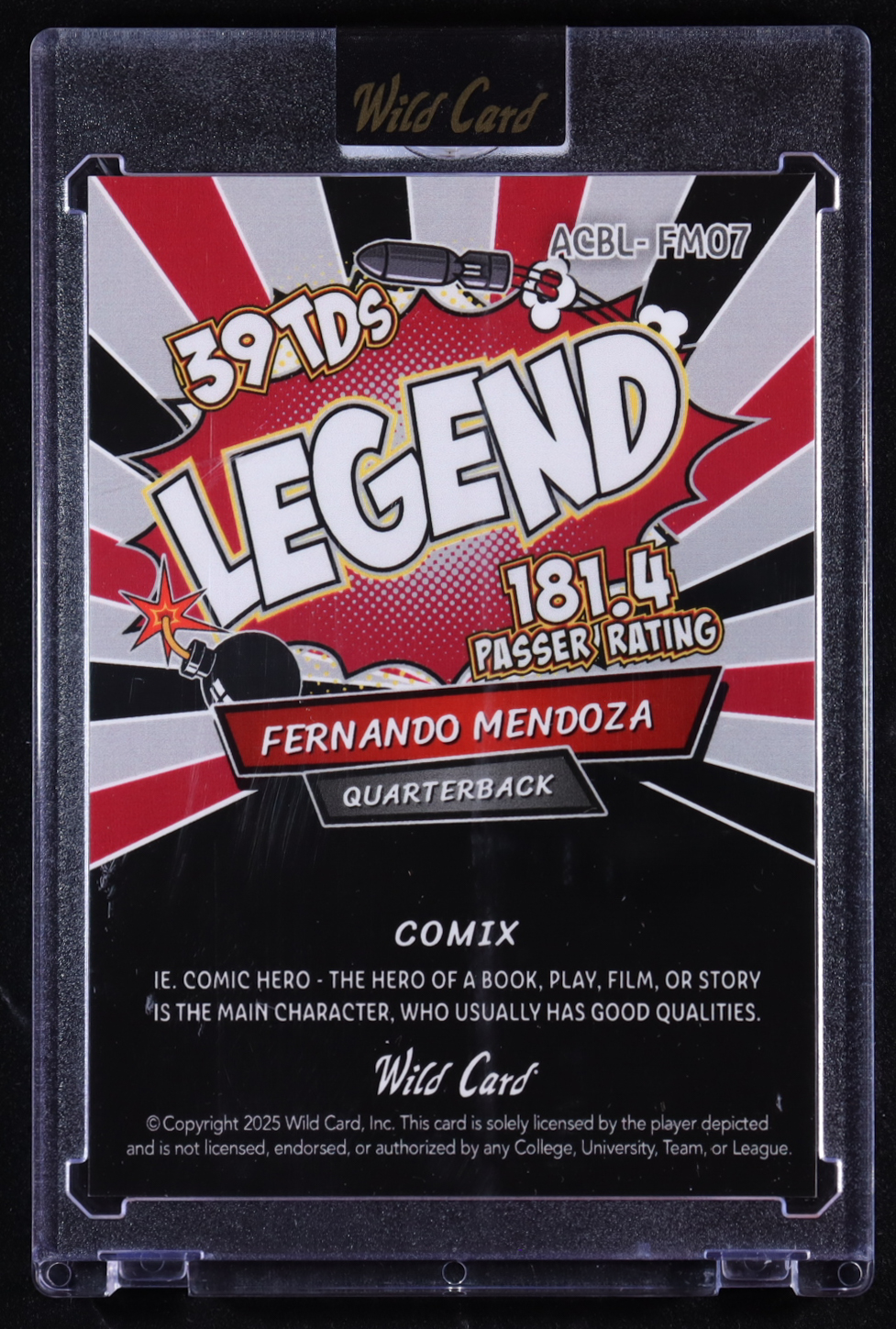 Fernando Mendoza 2025 Wild Card Comix Legend Shock #FM07 #1/3 RC ...