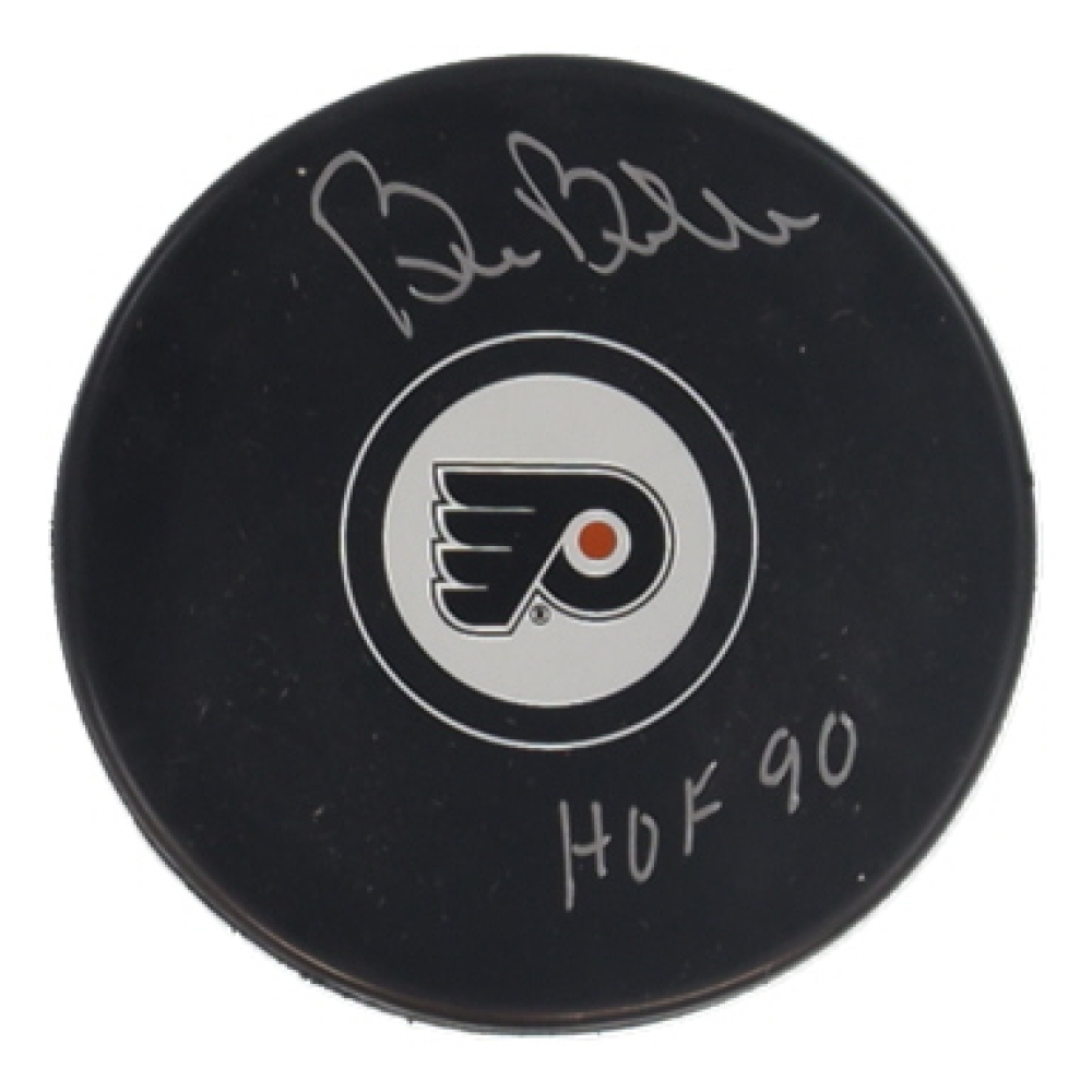 Bill Barber Signed Flyers Logo Hockey Puck Inscribed "HOF 90" (Schwartz ...