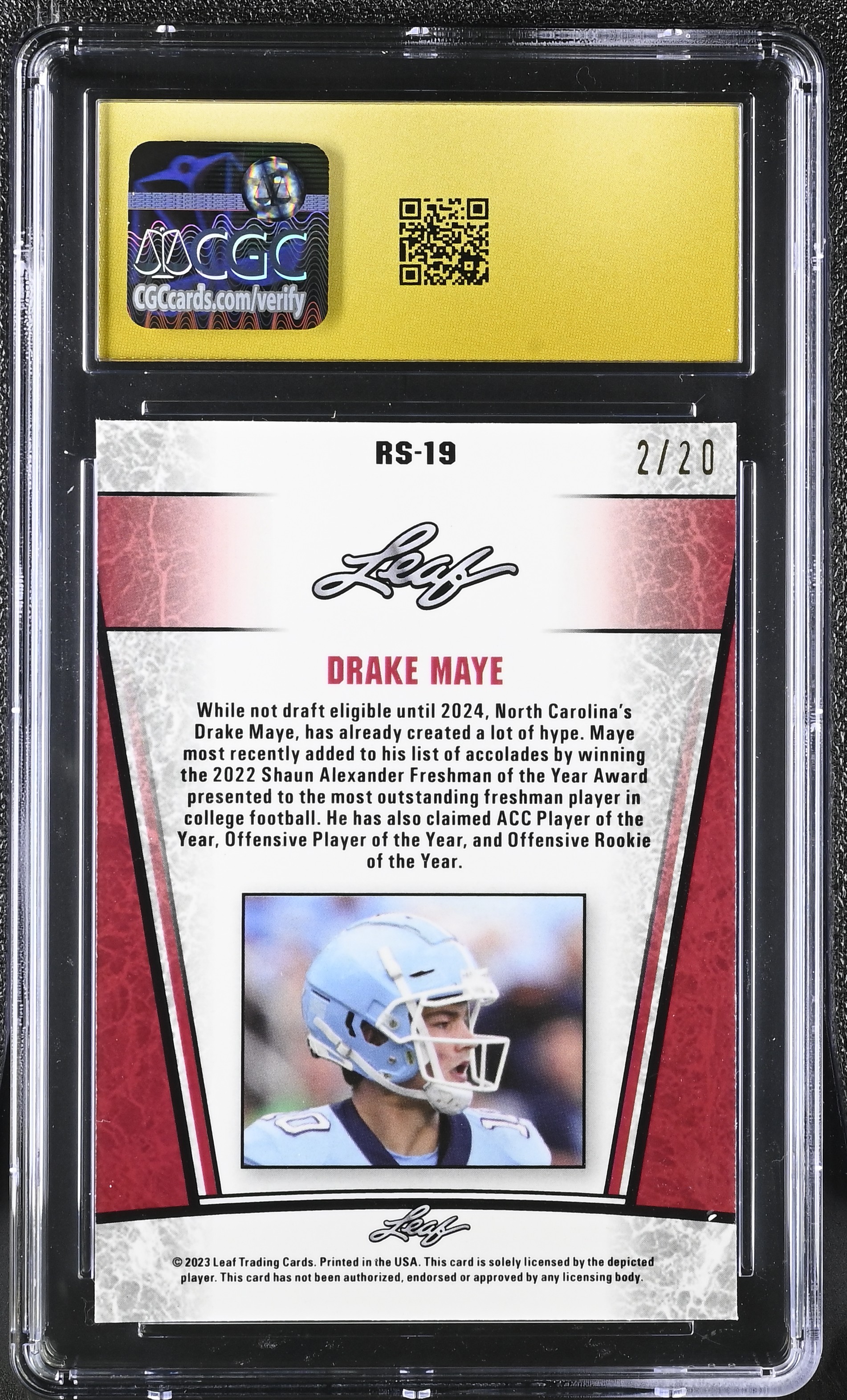 Drake Maye 2023 Leaf Special Release Metal Rookie Silver Blue Crystals ...