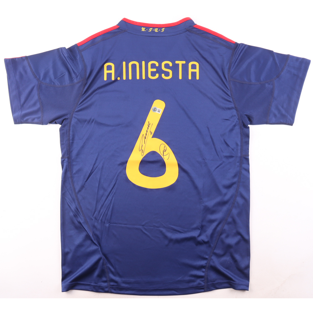 Andres Iniesta & Xavi Hernandez Signed Spain Adidas Authentic Jersey ...