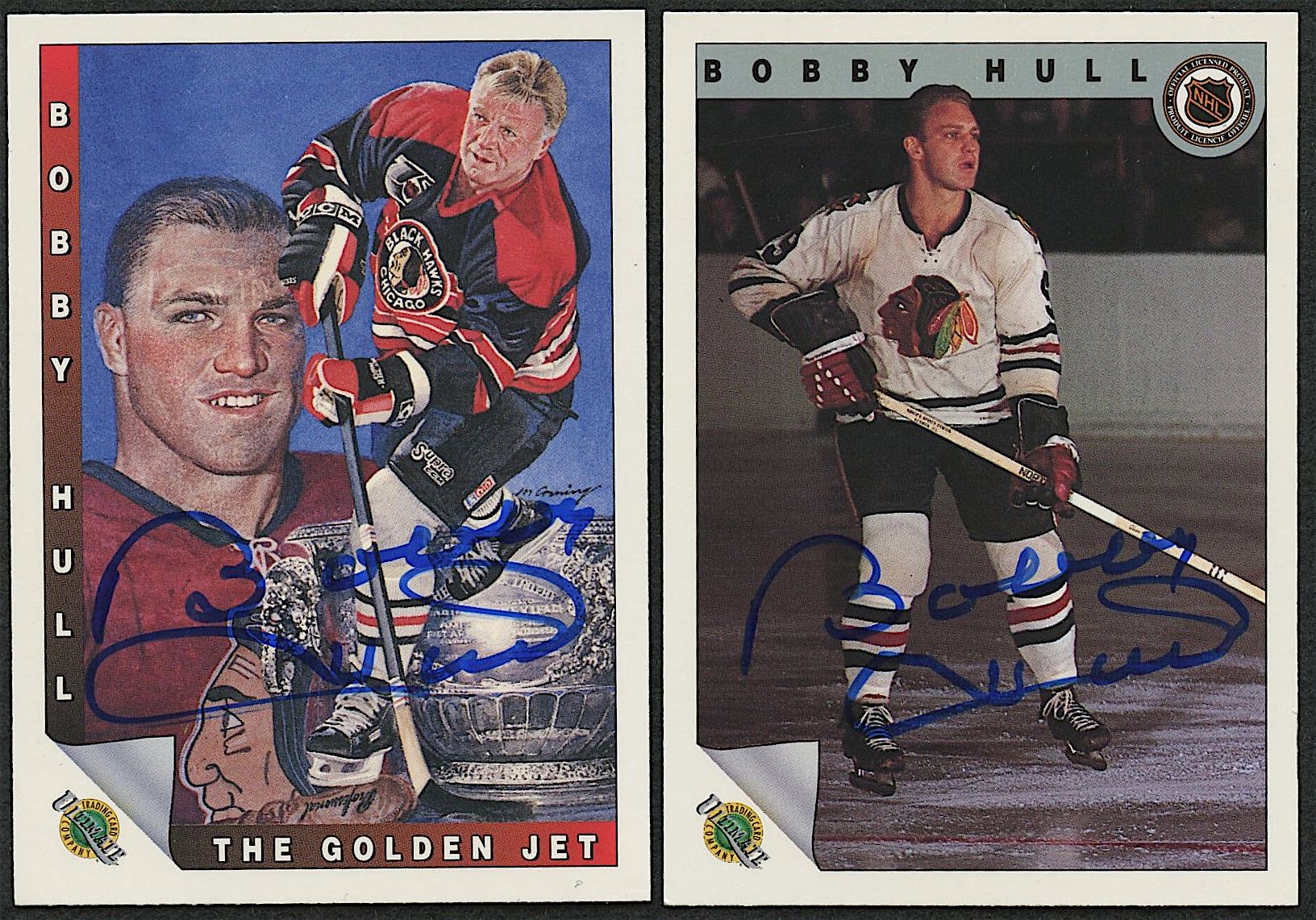 Lot of (2) Bobby Hull Signed Hockey Cards with 199-92 Ultimate Original ...