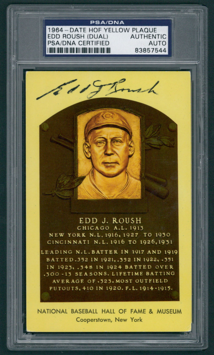 Edd Roush Dual Signed Gold HOF Postcard (PSA Encapsulated) | Pristine ...