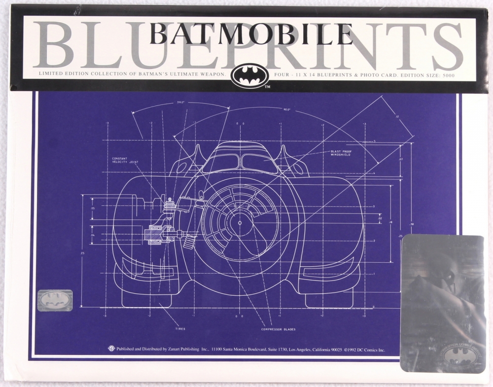 Collection of (4) Batman Batmobile 1992 LE 11x14 Blueprints from ...