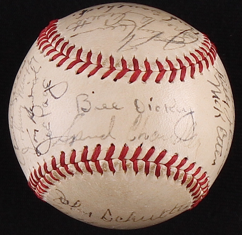 1946 New York Yankees Team-Signed OLL Baseball with (27) Signatures ...