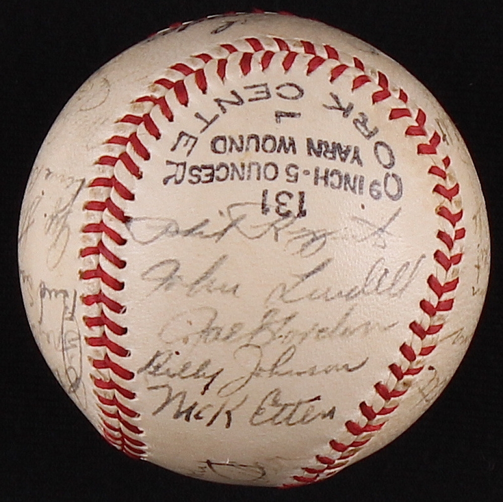 1946 New York Yankees Team-Signed OLL Baseball with (27) Signatures ...