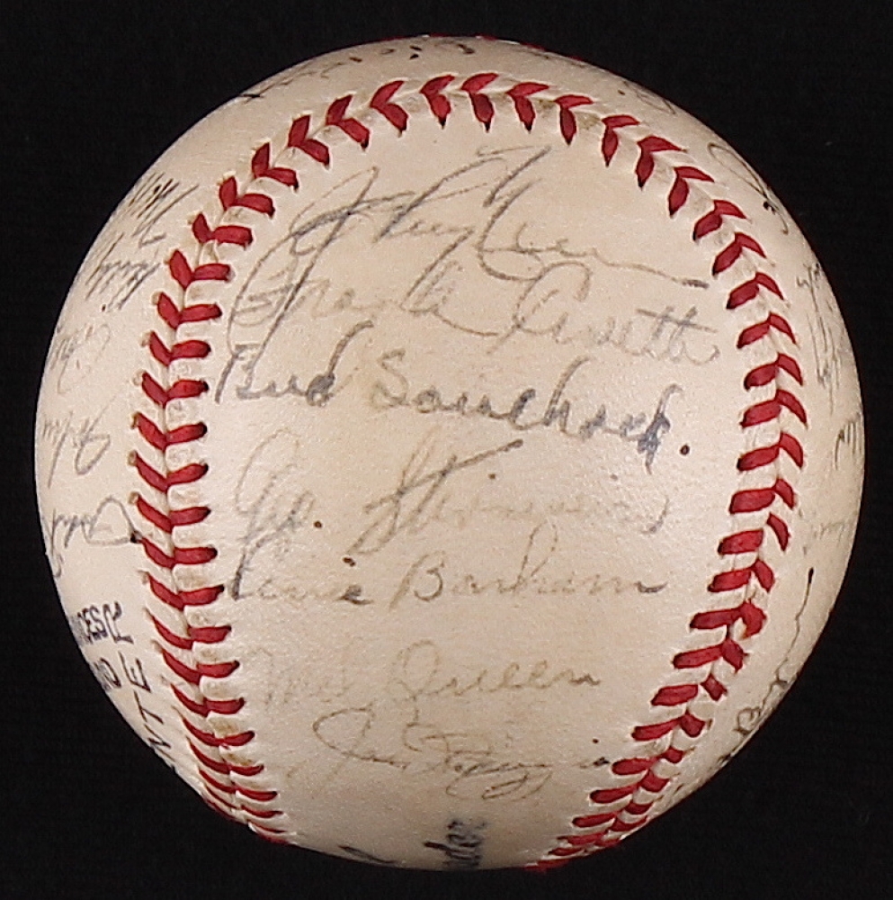 1946 New York Yankees Team-Signed OLL Baseball with (27) Signatures ...