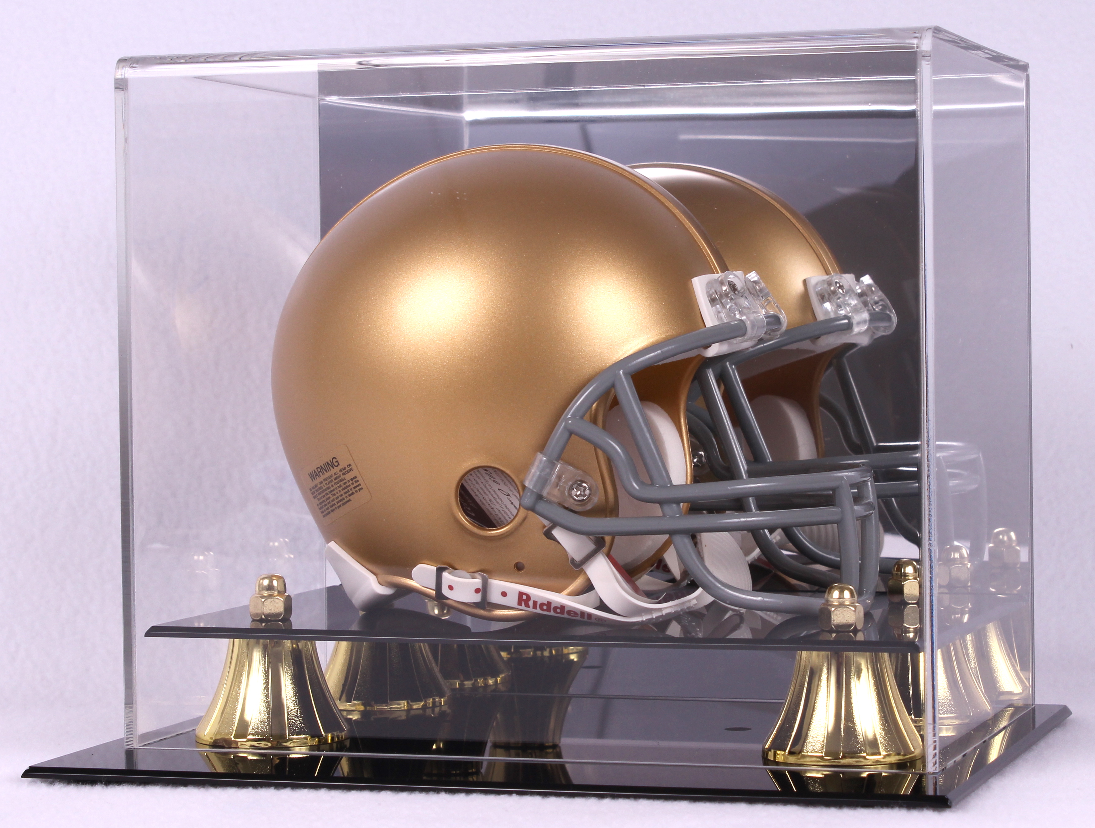Deluxe Acrylic Mini Helmet Display Case with Gold Risers & Mirrored ...