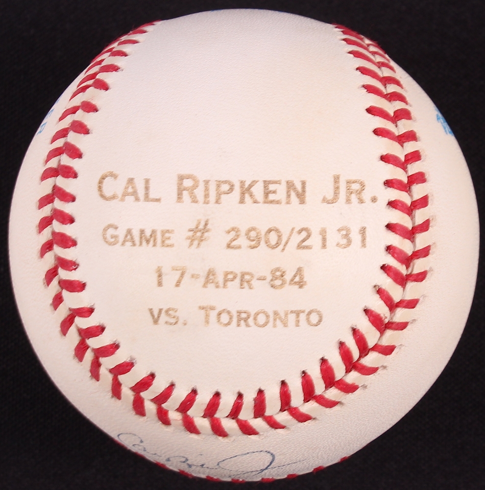 Cal Ripken Jr. Signed OAL Limited Edition Baseball Commemorating Game ...