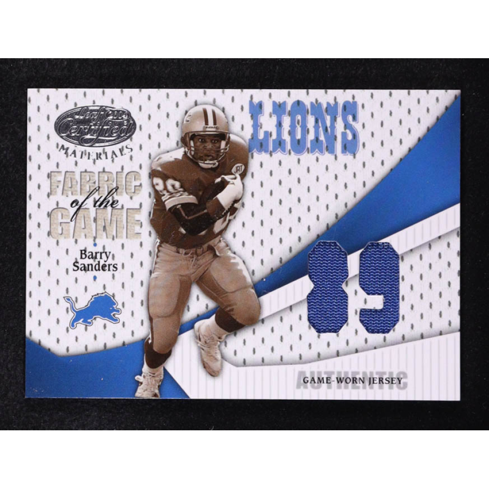 Barry Sanders 2004 Leaf Certified Materials Fabric of the Game Debut ...
