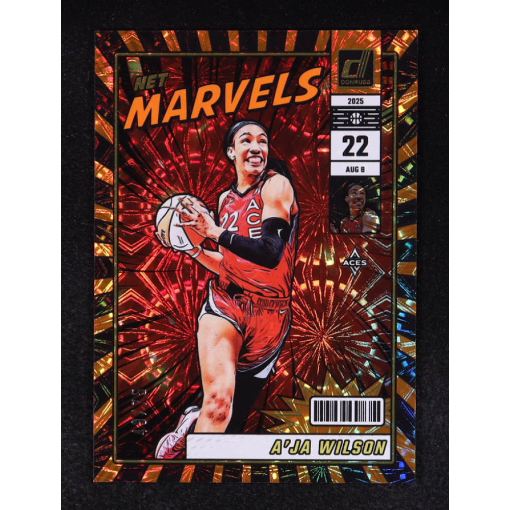 A'ja Wilson 2025 Donruss WNBA Net Marvels Orange Fireworks #8 #49/75 ...