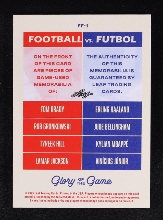 2025 Leaf Glory of the Game Football vs Futbol Silver Sparkles #FF1 #2/ ...