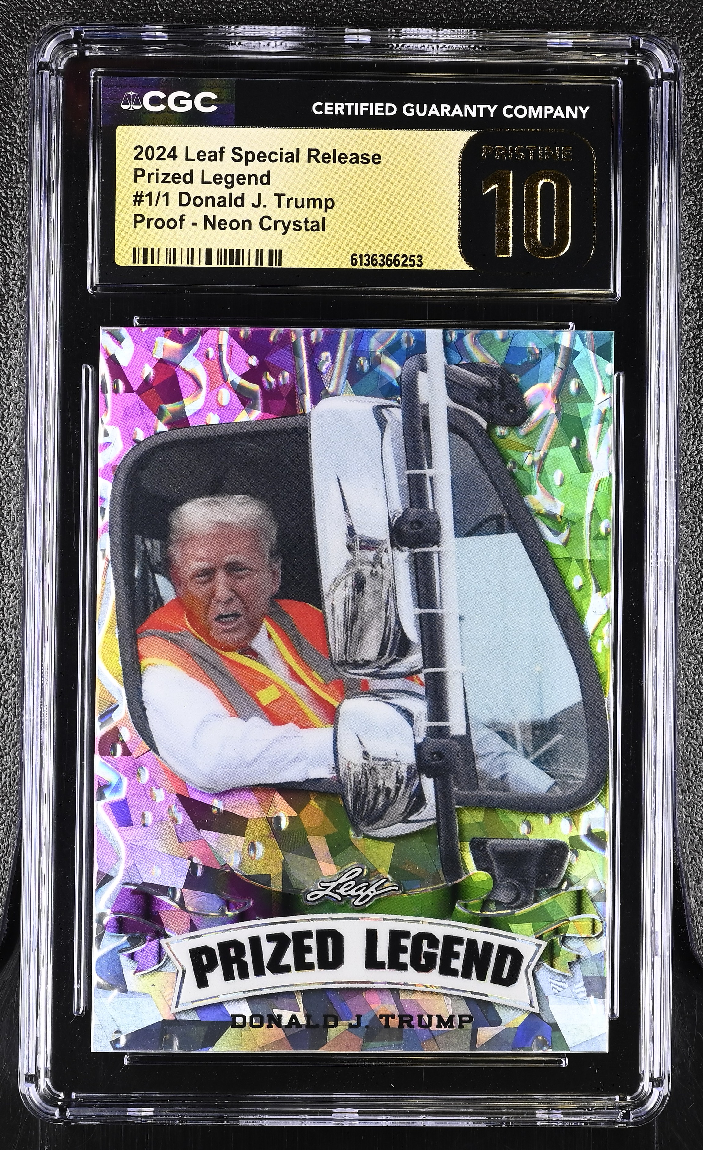 Donald J. Trump 2024 Leaf Special Release Prized Legend Proof Neon ...