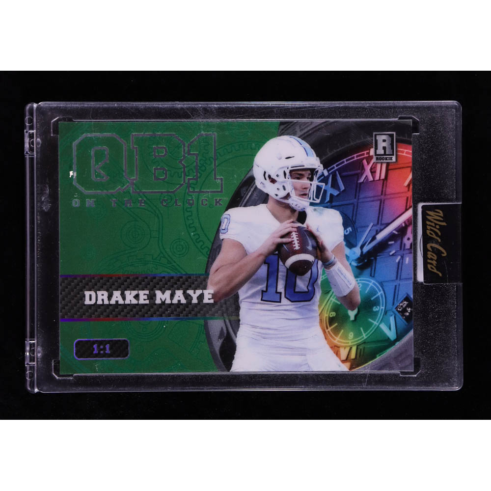Drake Maye 2023 Wild Card QB1 On the Clock Prismatic Green and Rainbow ...