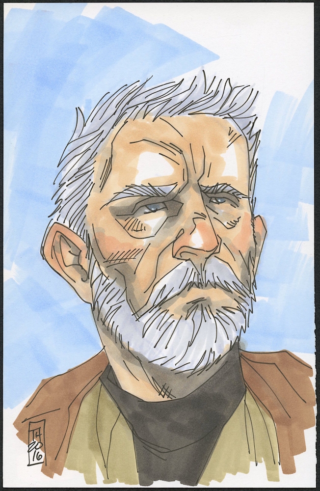 Obi-Wan "Ben" Kenobi "Star Wars" 1/1 ORIGINAL 5.5" x 8.5" Color Drawing ...