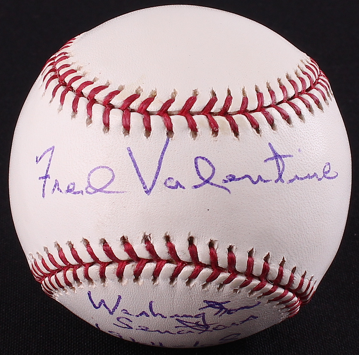 Fred Valentine Signed OML Baseball Inscribed "Washington Senators 1964 ...