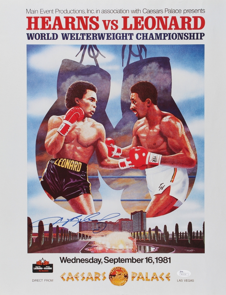 Sugar Ray Leonard Signed 17x21 1981 Fight Poster (JSA COA) | Pristine ...