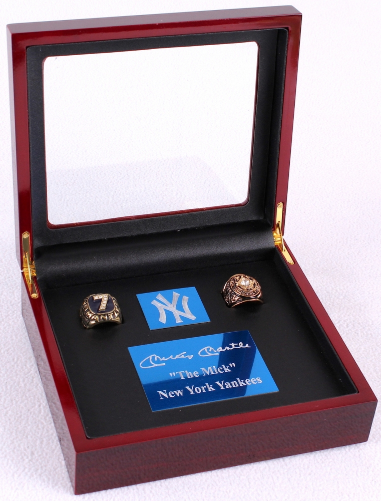 Set of (2) Mickey Mantle Rings with High Quality Cherry Wood Custom ...