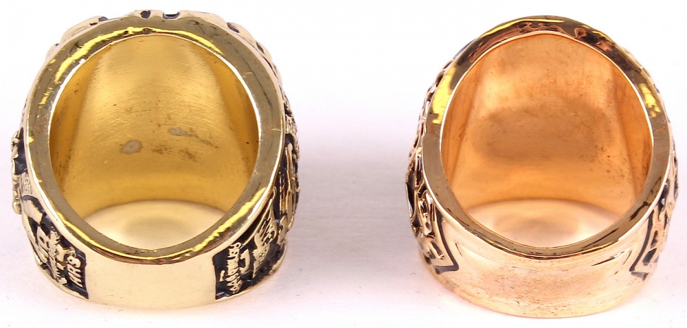 Set of (2) Mickey Mantle Rings with High Quality Cherry Wood Custom ...