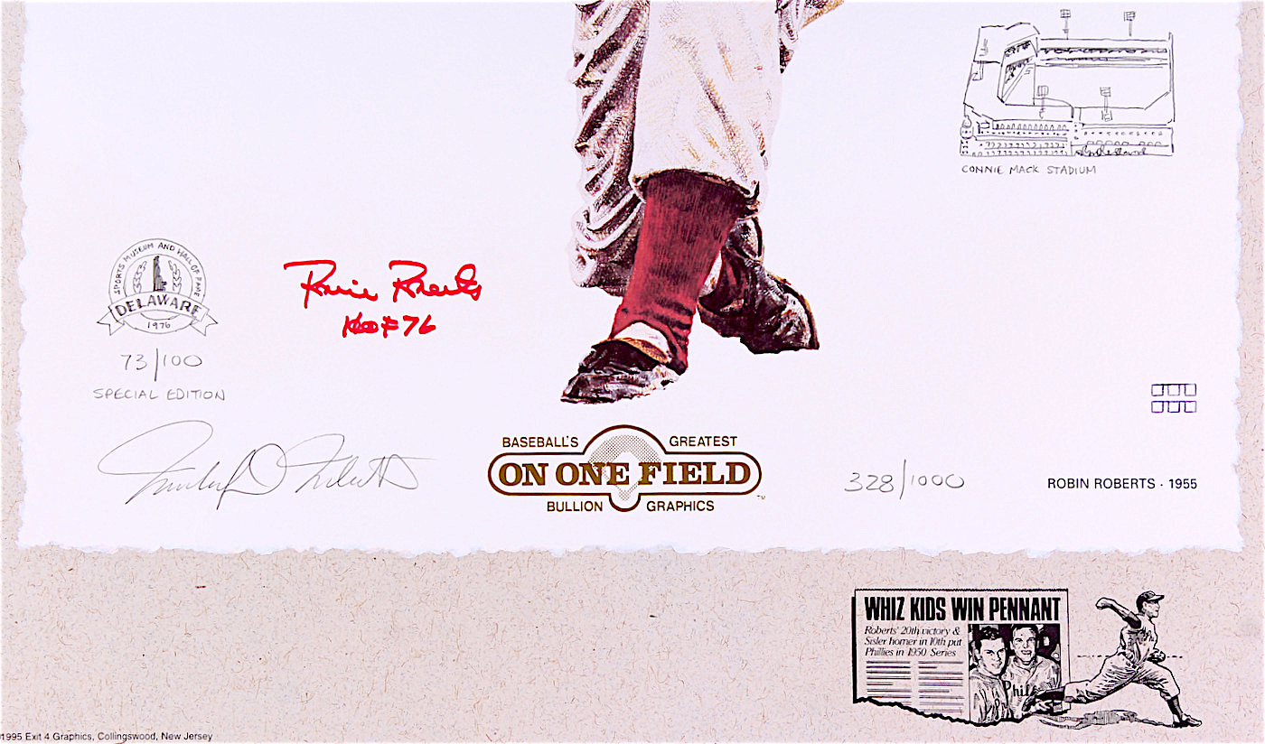 Robin Roberts Signed LE Phillies 20x24 Lithograph by Artist Michael ...