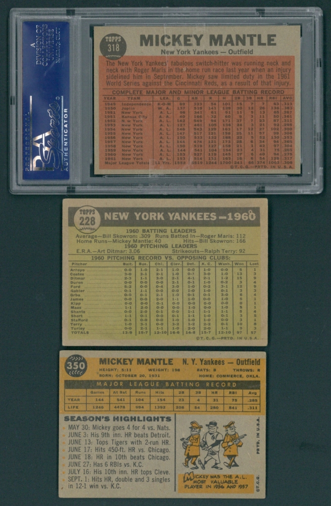 Lot of (3) 1960's Topps Baseball Cards with 1961 Topps #228 New York ...