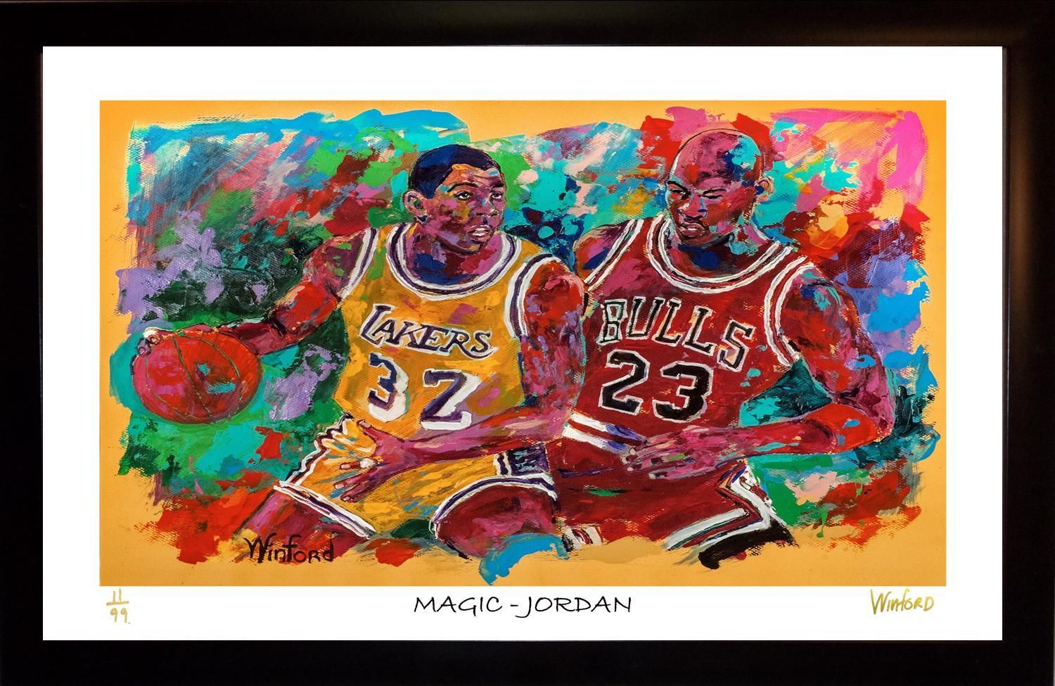 Michael Jordan vs. Magic Johnson 11x17 "Magic-Jordan" Signed Winford ...