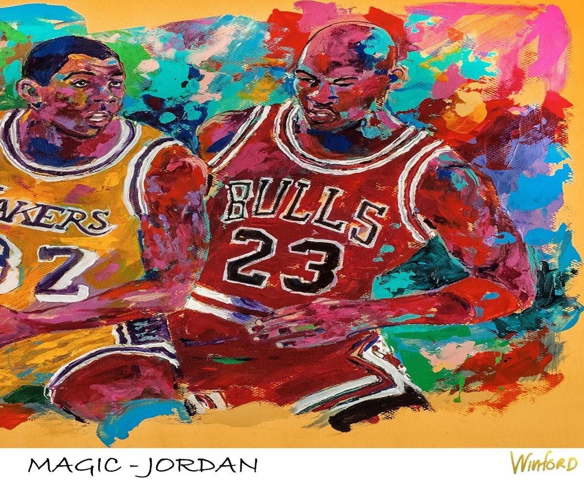 Michael Jordan vs. Magic Johnson 11x17 "Magic-Jordan" Signed Winford ...