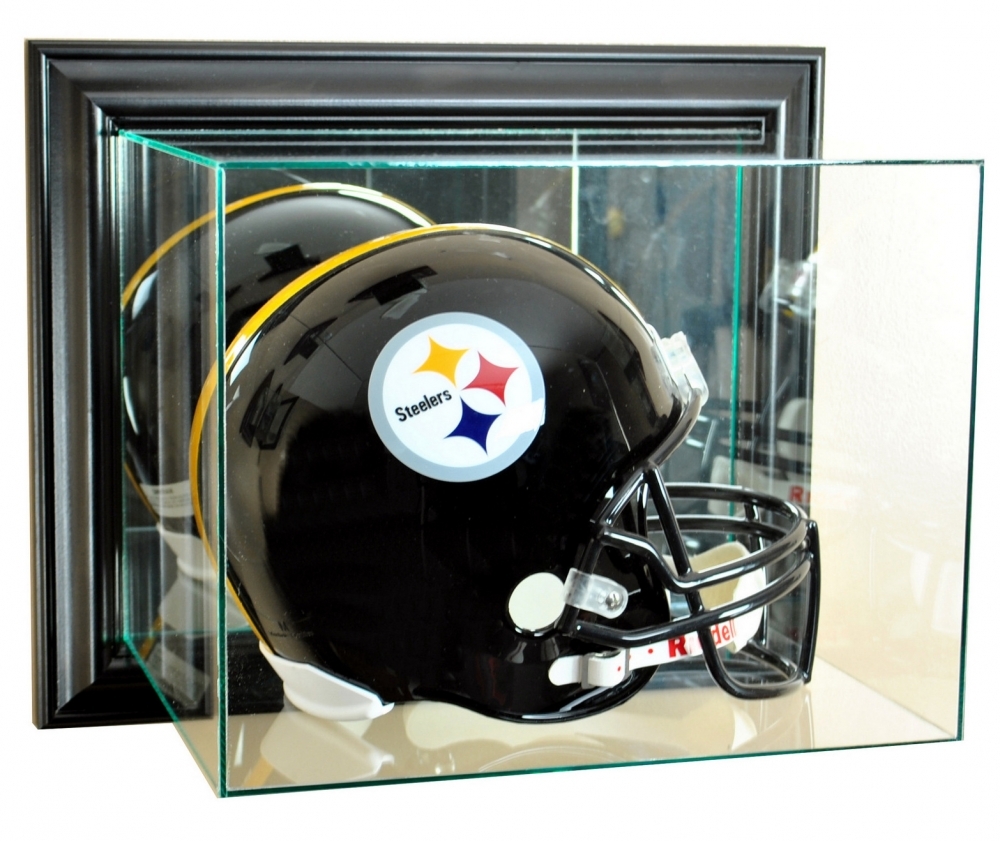 Wall Mounted Full-Size Football Helmet Display Case with Mirrored Back ...