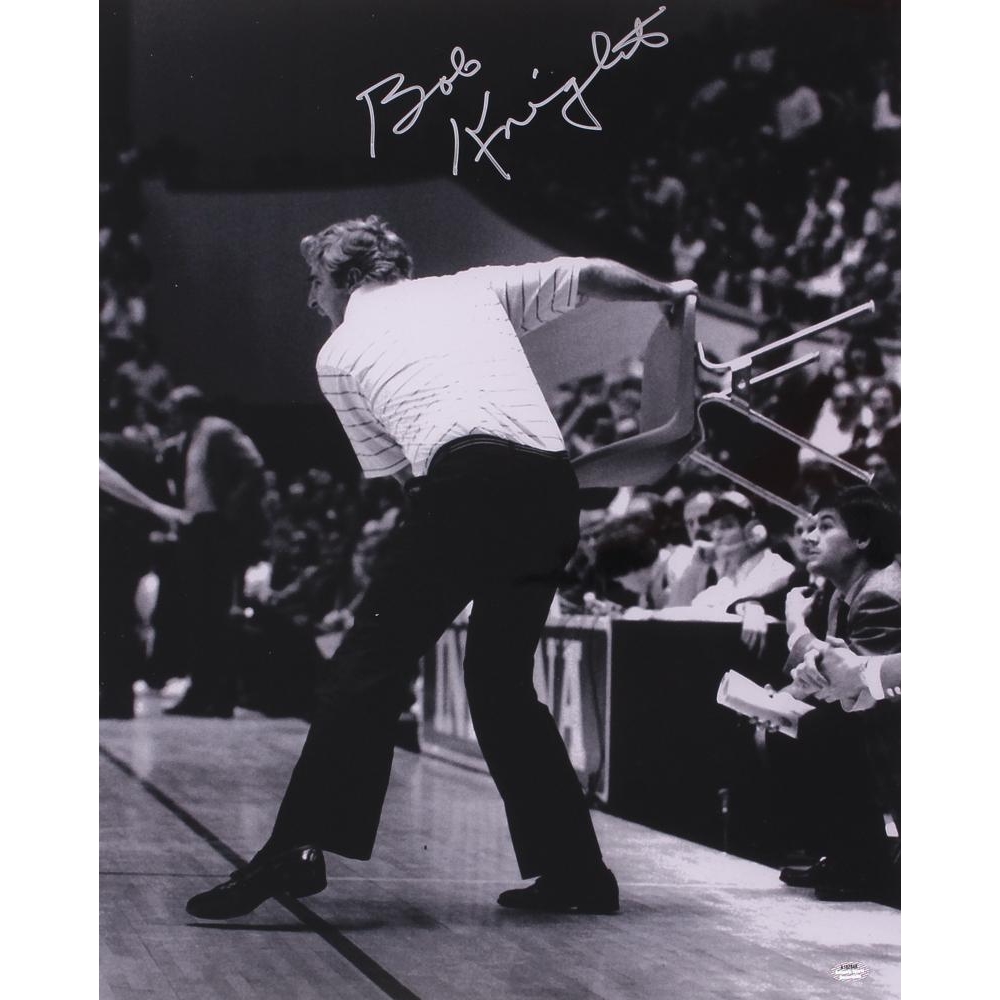 Bobby Knight Signed Indiana Hoosiers "Throwing Chair" 16x20 Photo ...