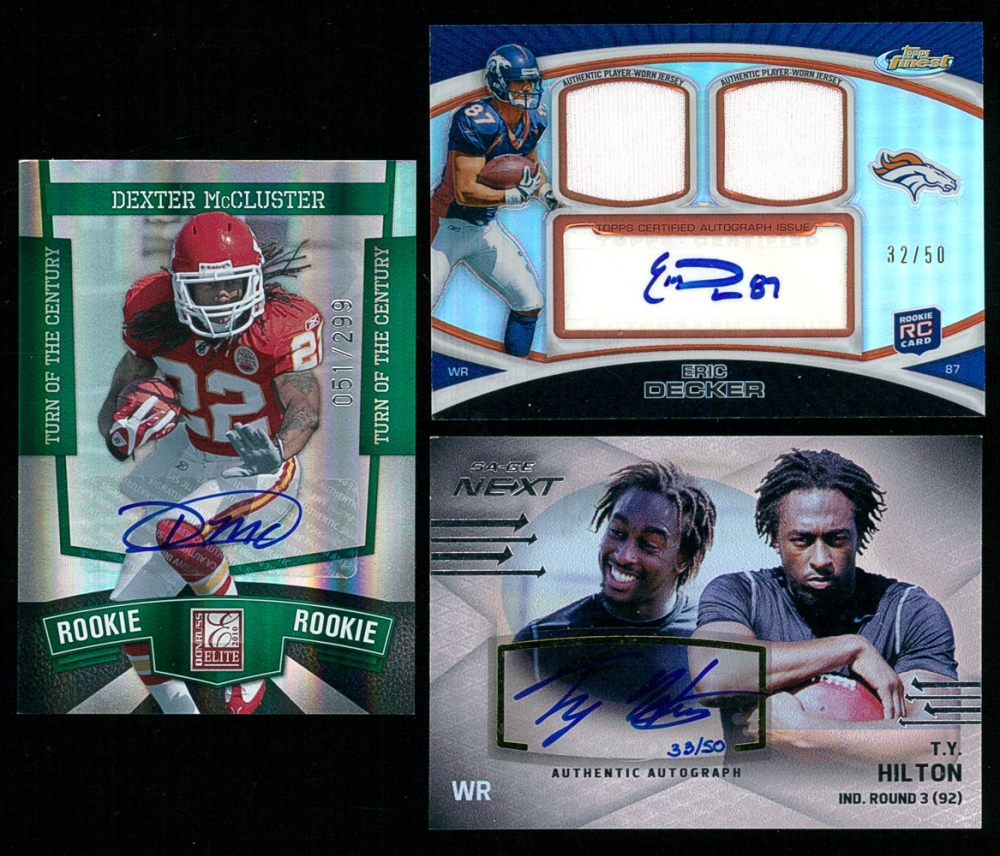 Lot of (3) Autographed Football Cards with Eric Decker, T.Y. Hilton ...