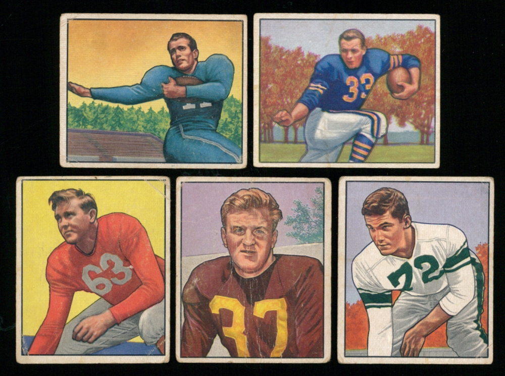 Lot of (5) 1950 Bowman Football Cards Including Cloyce Box #111, Bob ...