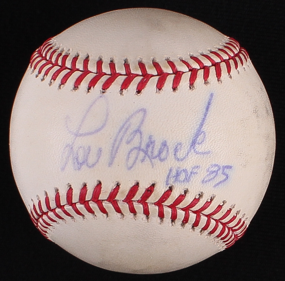 Lou Brock Signed ONL Baseball Inscribed "HOF 85" (JSA COA) | Pristine ...