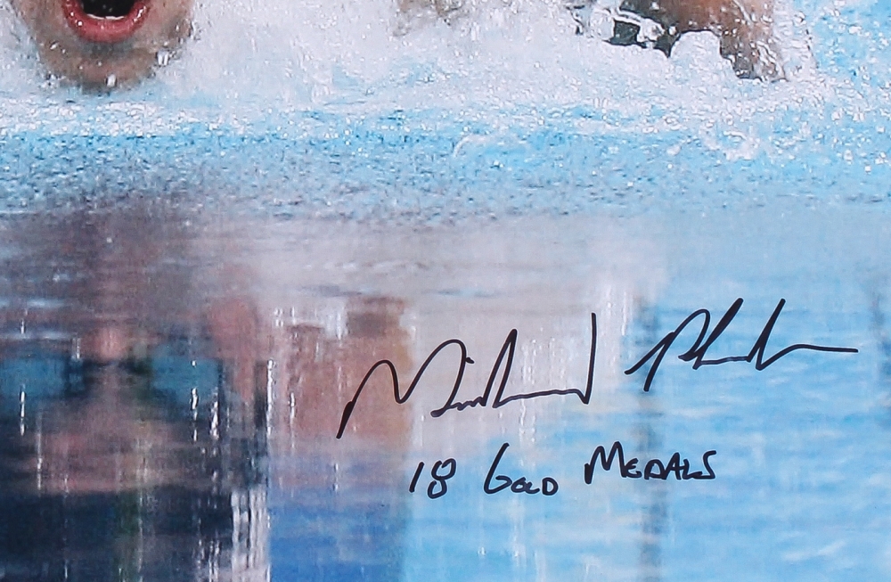 Michael Phelps Signed 16x20 Photo Inscribed "18 Gold Medals" (Phelps ...